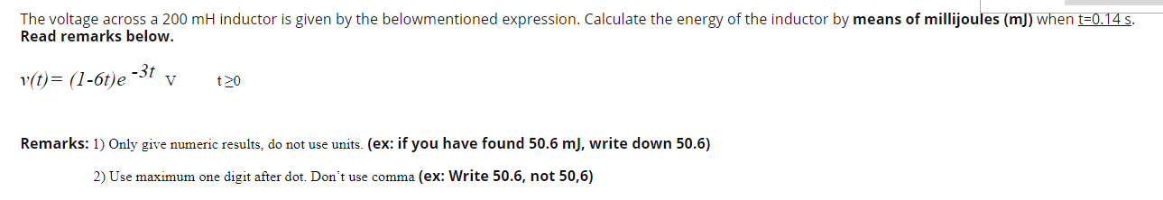 Solved The voltage across a 200 mH inductor is given by the | Chegg.com