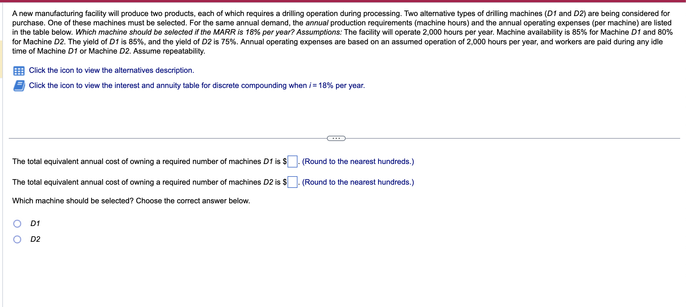 Solved time of Machine D1 or Machine D2. Assume | Chegg.com