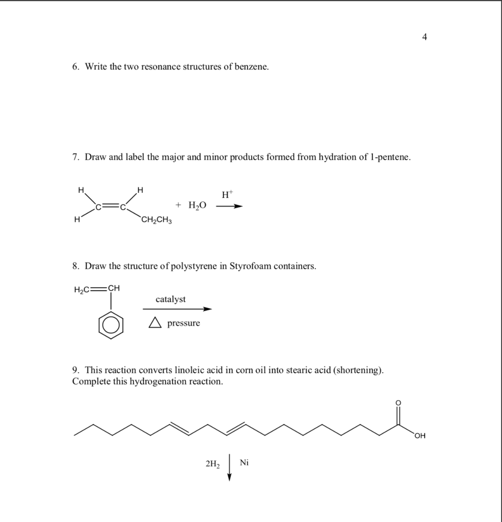 Solved 4 6. Write the two resonance structures of benzene. | Chegg.com