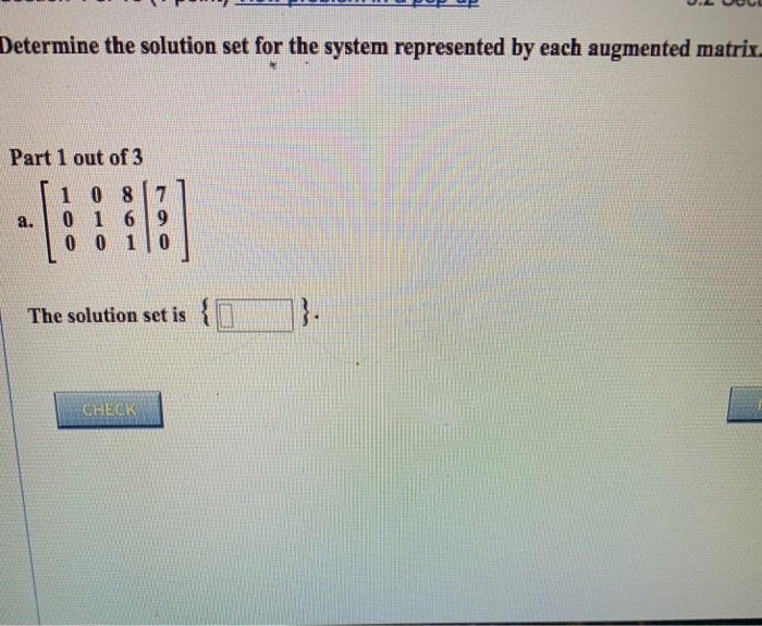 Solved Determine the solution set for the system represented | Chegg.com