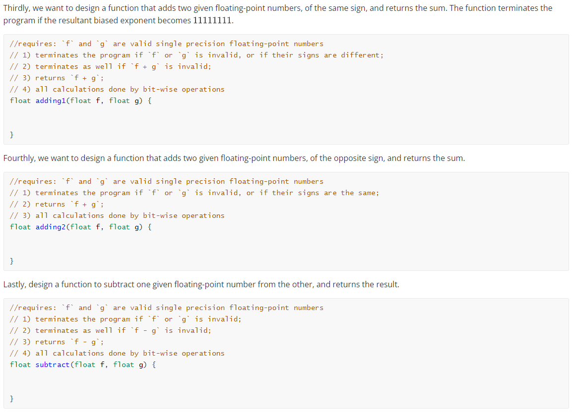 This lab deals with floating-point number addition | Chegg.com