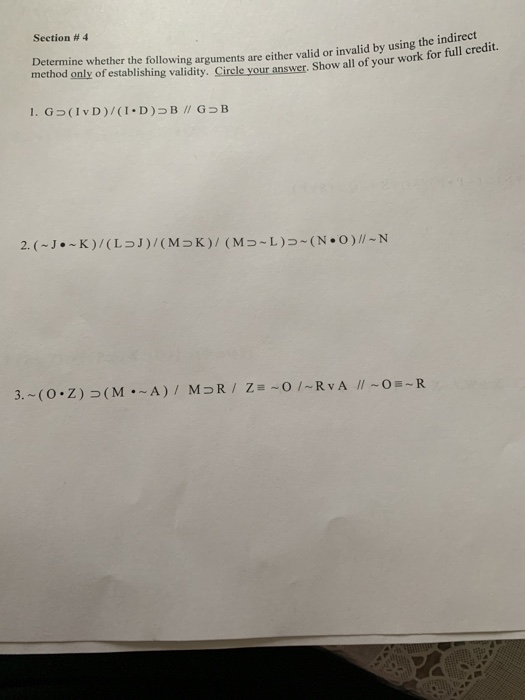 Solved Section # 4 Determine whether the following arguments | Chegg.com