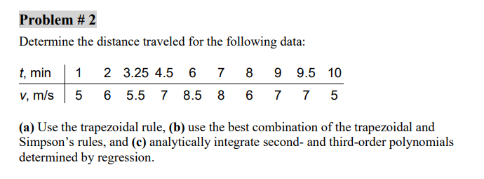 Solved Problem # 2 Determine the distance traveled for the | Chegg.com