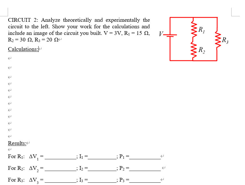Solved R CIRCUIT 2: Analyze theoretically and experimentally | Chegg.com