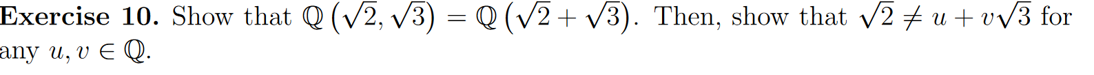 Solved Exercise 10. Show that Q(2,3)=Q(2+3). Then, show that | Chegg.com