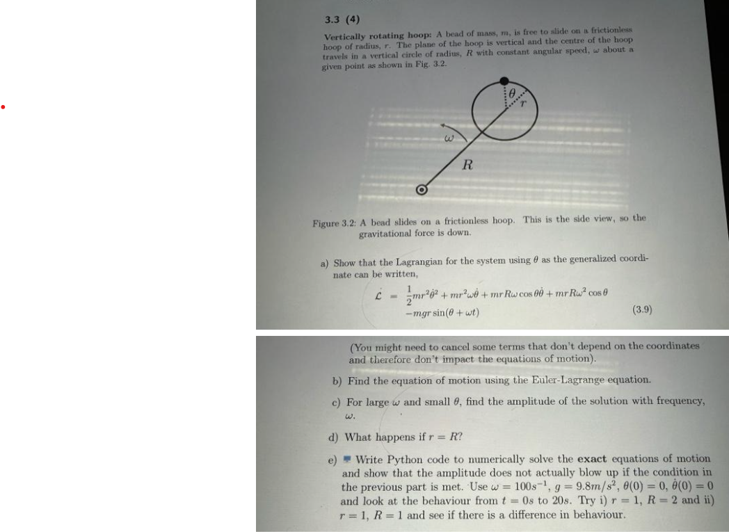 Solved 3.3(4) Vertically rotating hoop: A bead of mass, m, | Chegg.com