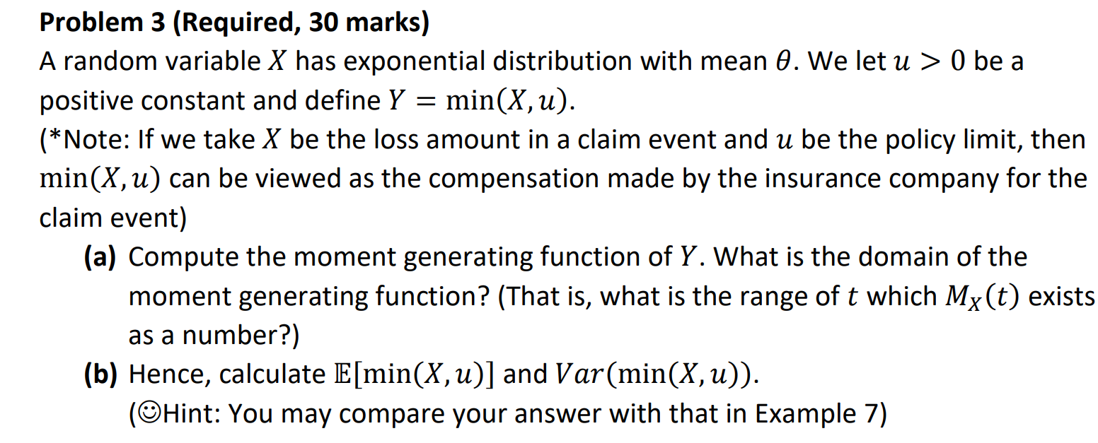 Problem 3 (Required, 30 marks) A random variable X | Chegg.com