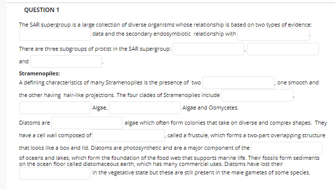 Solved QUESTION 1 The SAR supergroup is a large collection | Chegg.com