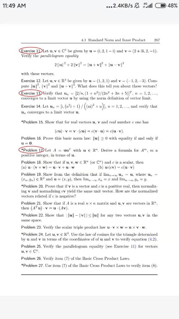 Solved 11:49 AM ... 2.4KB/s & Sul 48% 4.1 Standard Norm and | Chegg.com