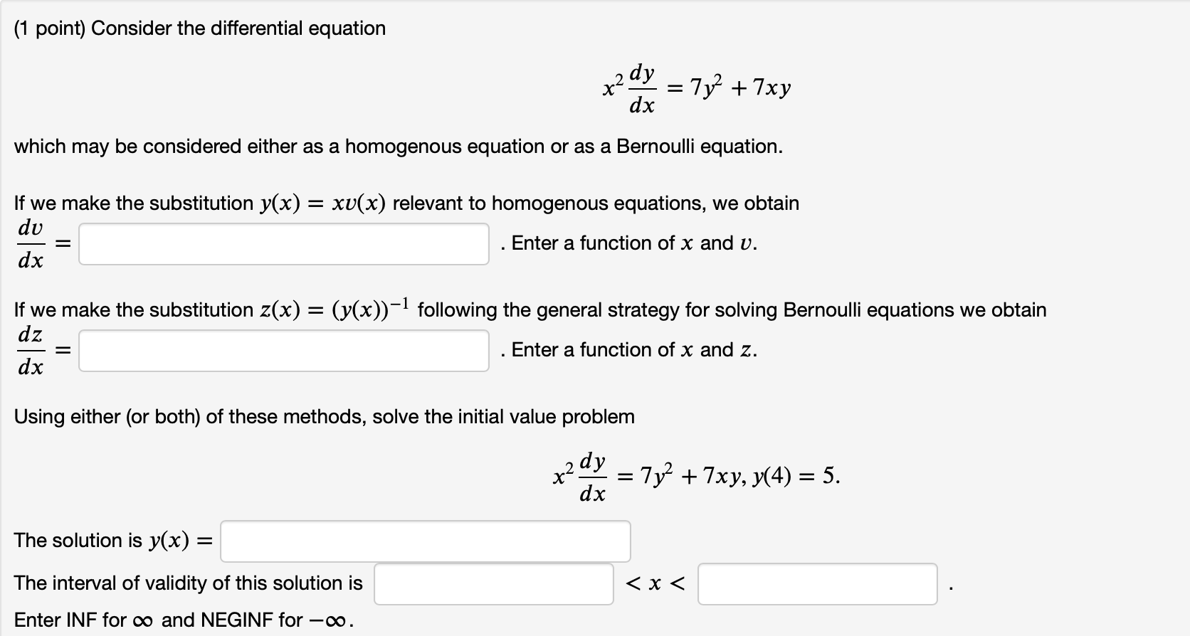 Solved (1 point) Consider the differential equation dy x2 dx | Chegg.com