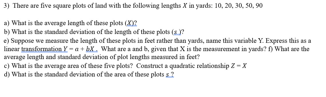 Solved There are five square plots of land with the | Chegg.com