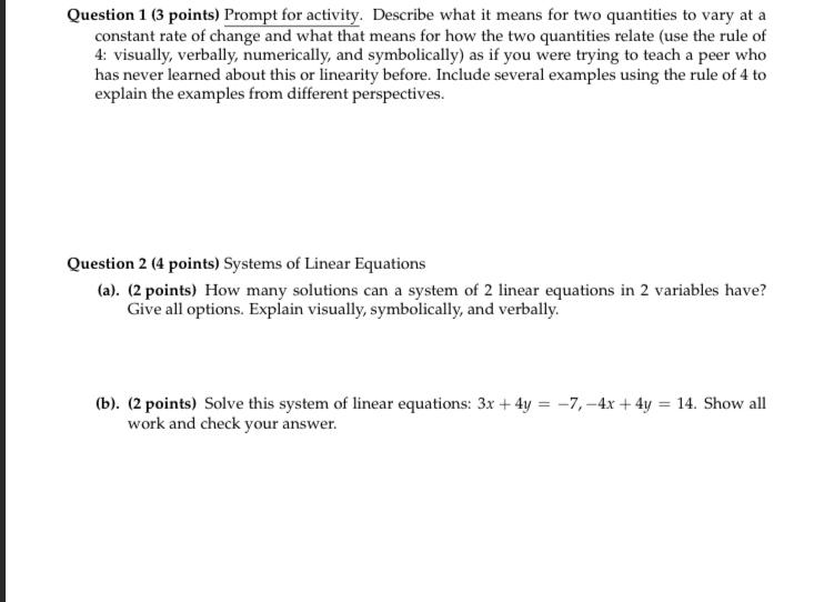 Solved Question 1 ( 3 points) Prompt for activity. Describe | Chegg.com
