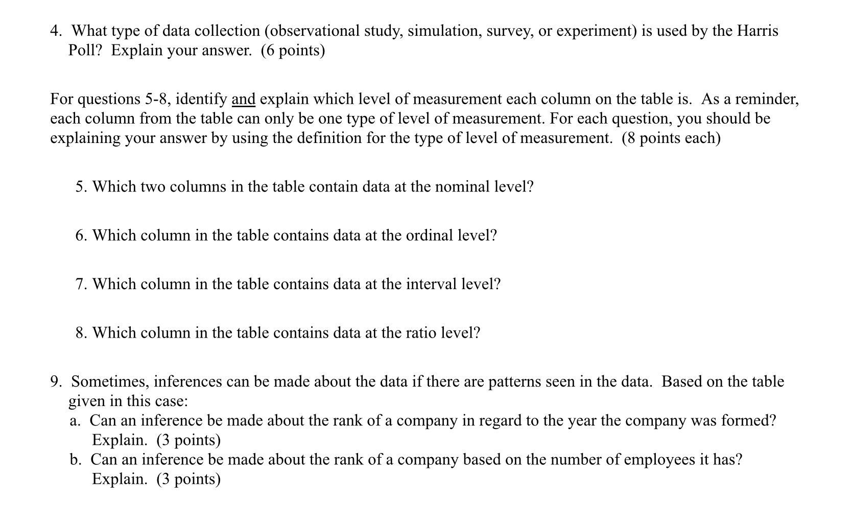Solved 4. What type of data collection (observational study, | Chegg.com