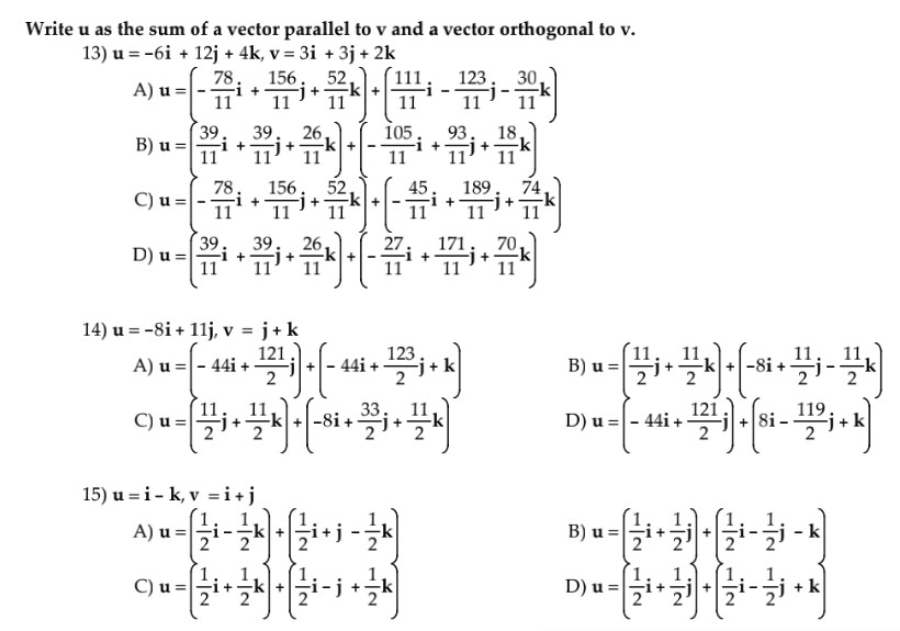 Solved Write u as the sum of a vector parallel to v and a | Chegg.com