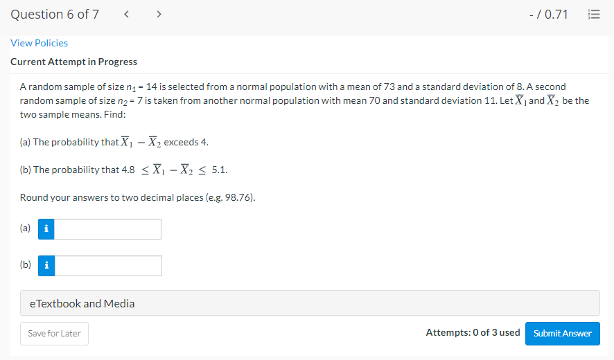 Solved Question 6 of 7 - / 0.71 View Policies Current | Chegg.com