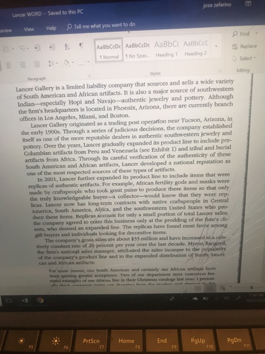 Solved jose zeferino Lancer WORD Saved to this PC eview View | Chegg.com
