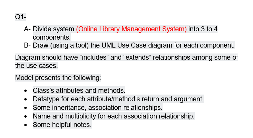 Q1-A- ﻿Divide system (Online Library Management | Chegg.com