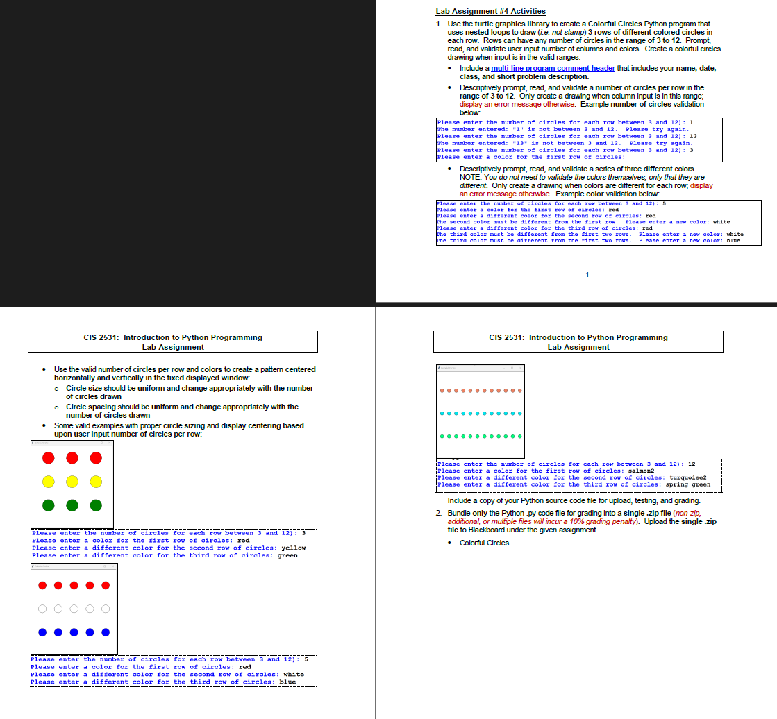Solved COLORFUL CIRCLES - ﻿Do not use functions as a part of | Chegg.com