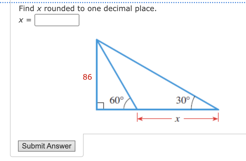 Solved Find x rounded to one decimal place. | Chegg.com