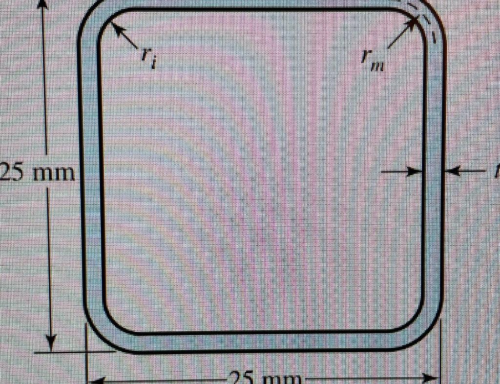 Solved Consider a 25-mm-square steel thin-walled tube loaded | Chegg.com