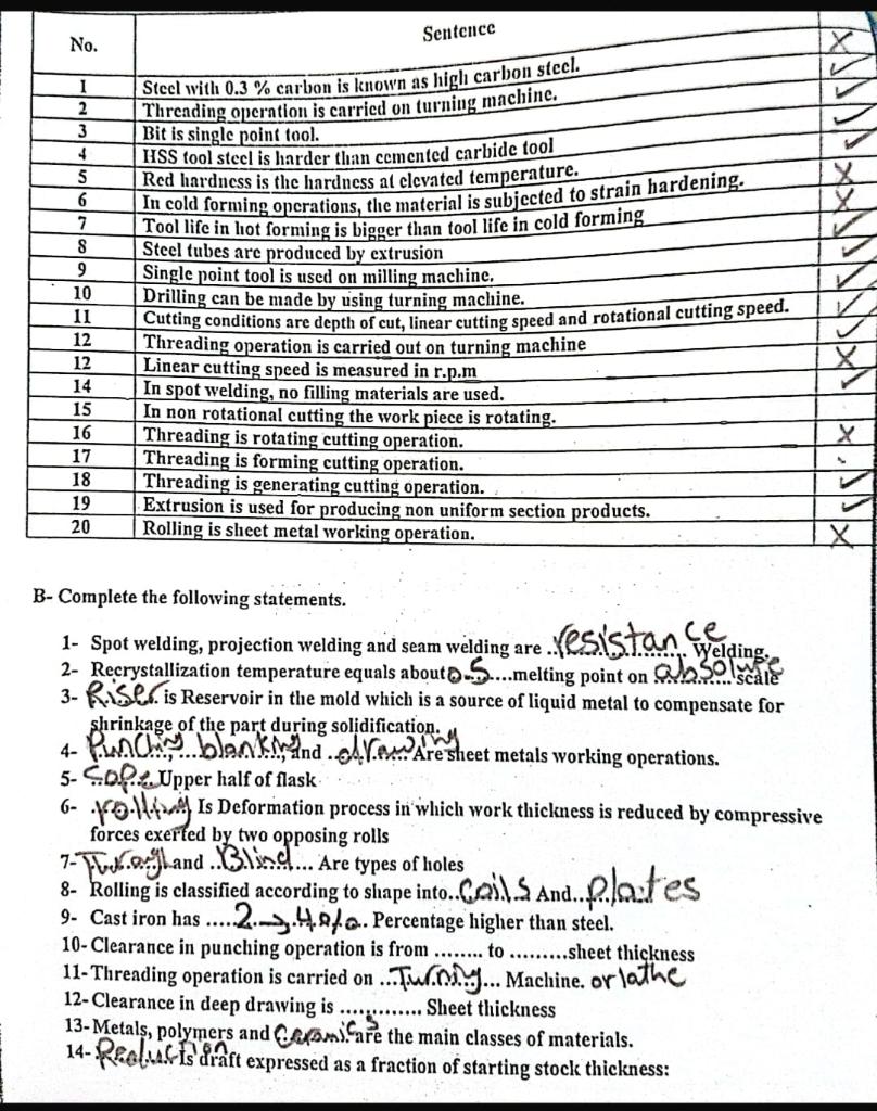 Solved could you please check my answers all and correct | Chegg.com