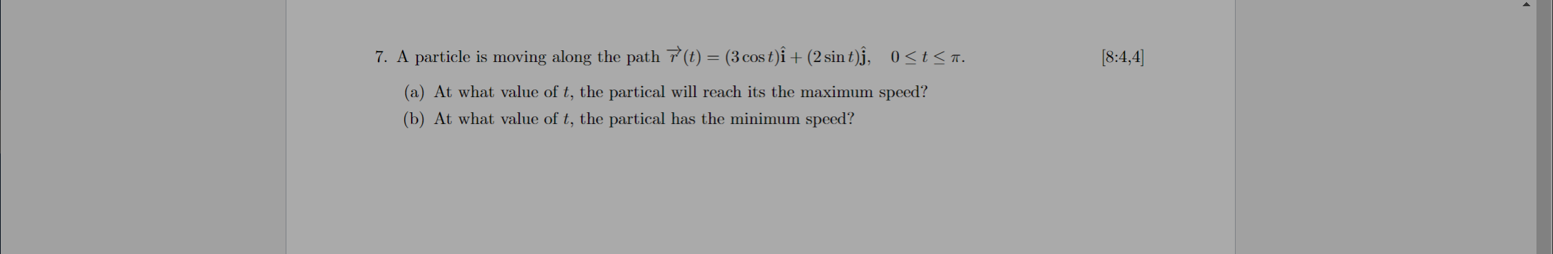 Solved 7. A particle is moving along the path | Chegg.com