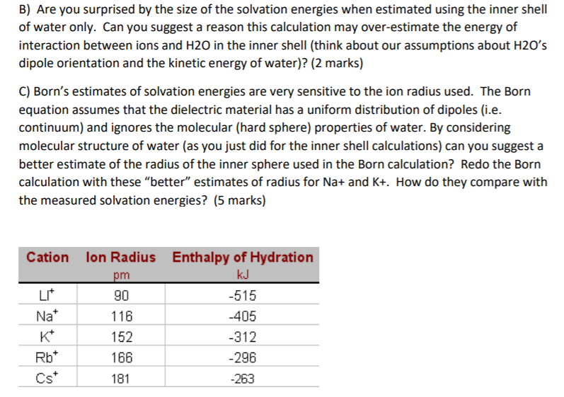 The Born equation estimates the (electrostatic) | Chegg.com