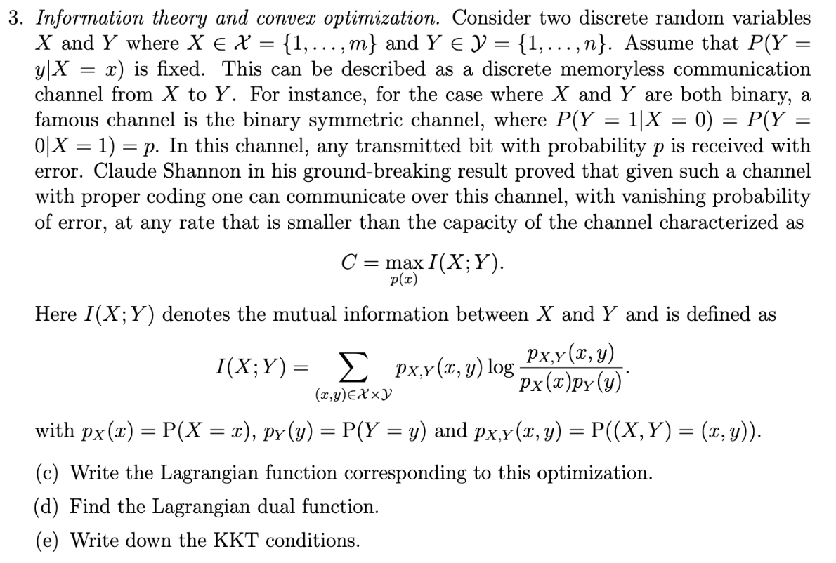 Solved Information Theory And Convex Optimization Consider