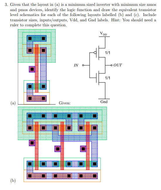 Solved Given that the layout in (a) ﻿is a minimum sized | Chegg.com