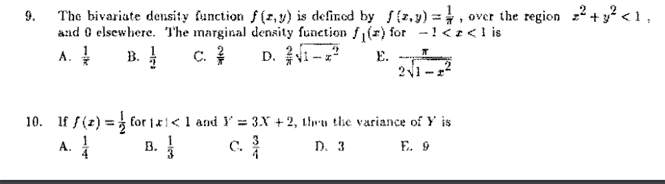 Solved 9 The Bivariate Density Function F X Y Is Definod