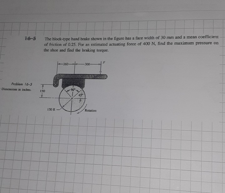 Solved 16-5 The block-type hand brake shown in the figure | Chegg.com