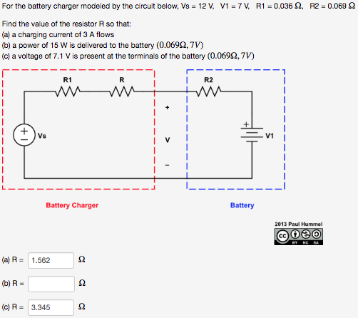 Solved For the battery charger modeled by the circuit below. | Chegg.com