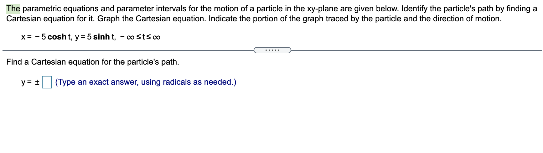 Solved The parametric equations and parameter intervals for | Chegg.com