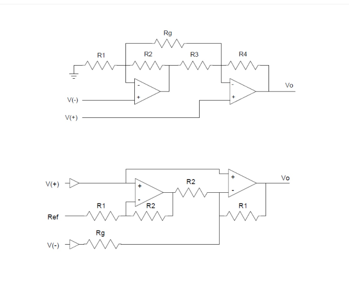 Solved Two Op-Amp Instrumentation Amplifier Rg R1 R2 R3 R4 | Chegg.com