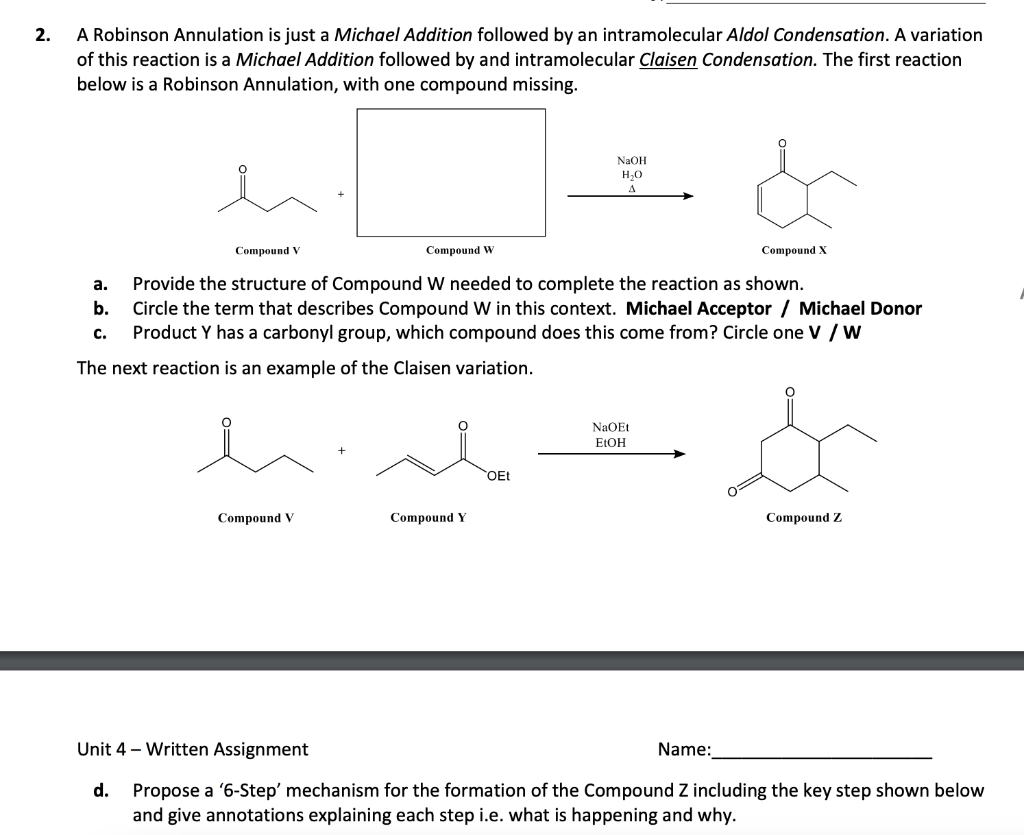 Solved 2. A Robinson Annulation is just a Michael Addition | Chegg.com