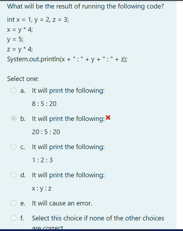 Solved What will be the result of running the following | Chegg.com