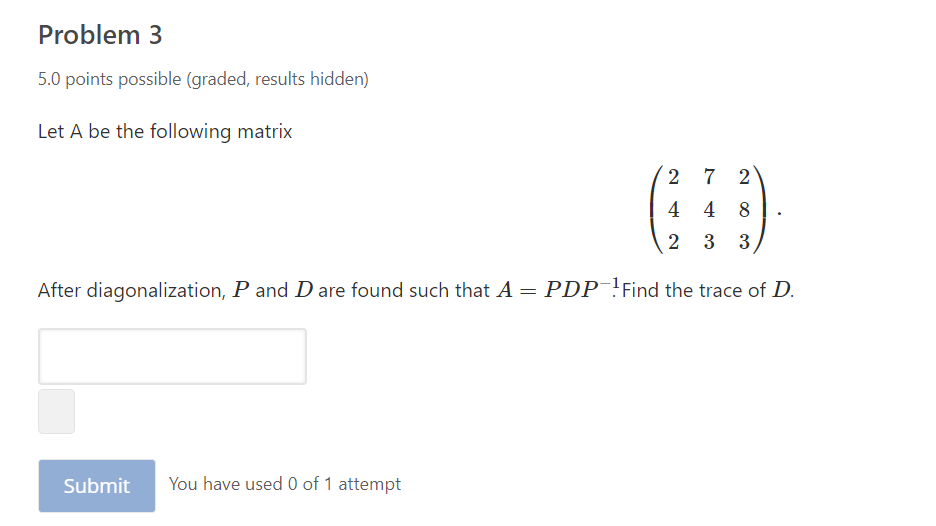 Solved Problem 3 5.0 points possible (graded, results | Chegg.com