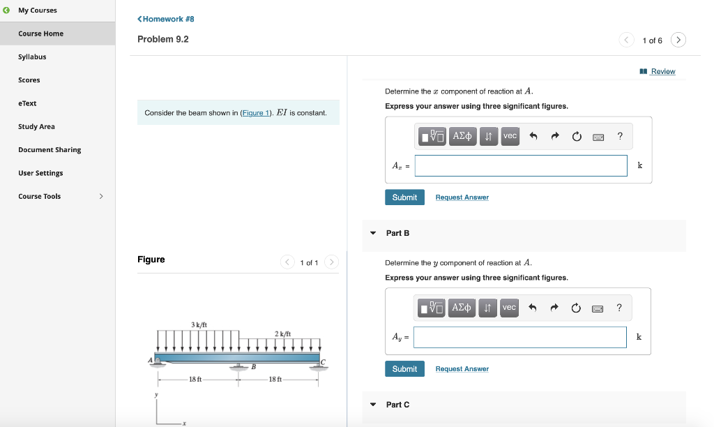 Solved Determine the x component of reaction at A. Express | Chegg.com
