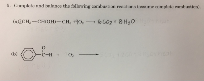 Solved 5. Complete and balance the following combustion | Chegg.com