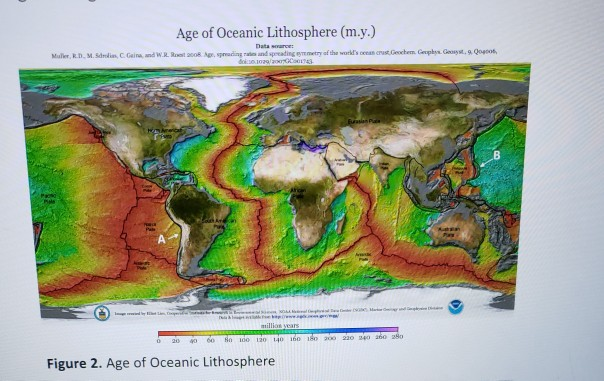 Solved Part B. Age of the Seafloor Open Figure 2 Age of | Chegg.com