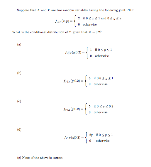 Solved Suppose that X and Y are two random variables having | Chegg.com