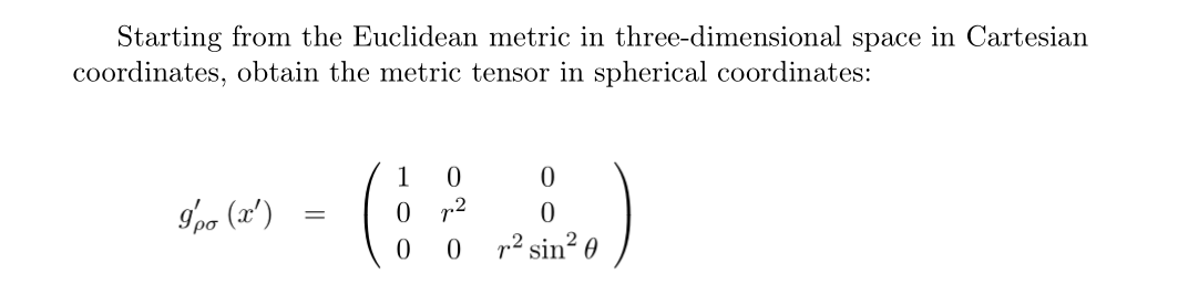 Solved Starting from the Euclidean metric in | Chegg.com