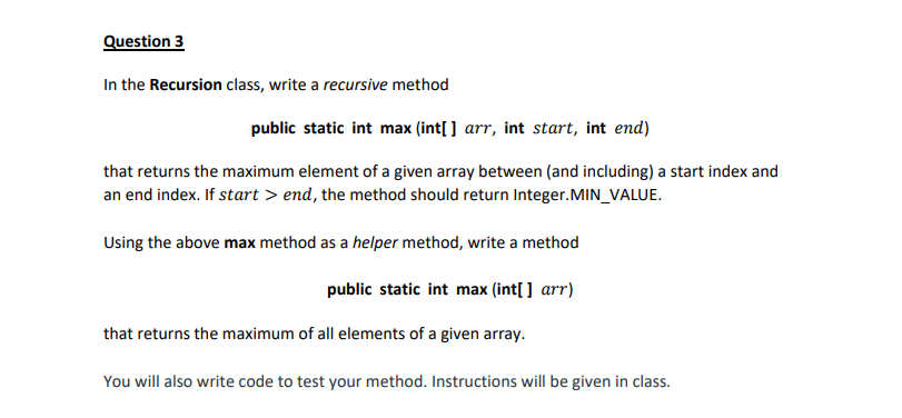Solved In the Recursion class, write a recursive method | Chegg.com