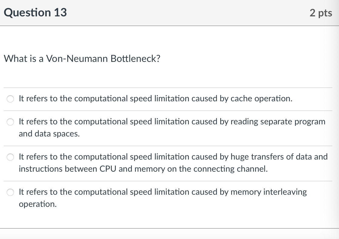 Solved Question 13 What is a Von-Neumann Bottleneck? It | Chegg.com