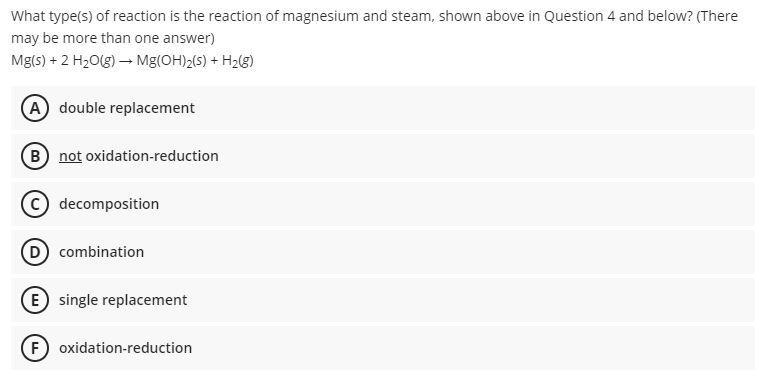 Solved Magnesium will react with steam, forming magnesium | Chegg.com