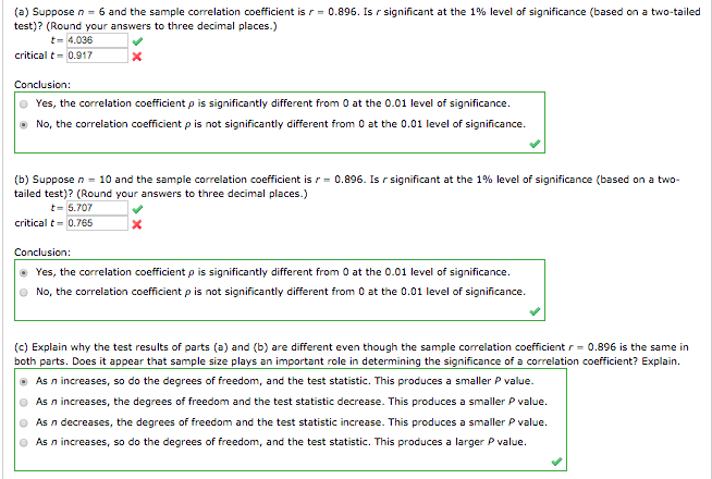 Solved (a) Suppose n-6 and the sample correlation | Chegg.com