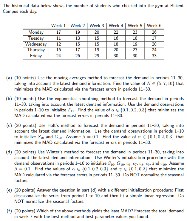 The historical data below shows the number of | Chegg.com