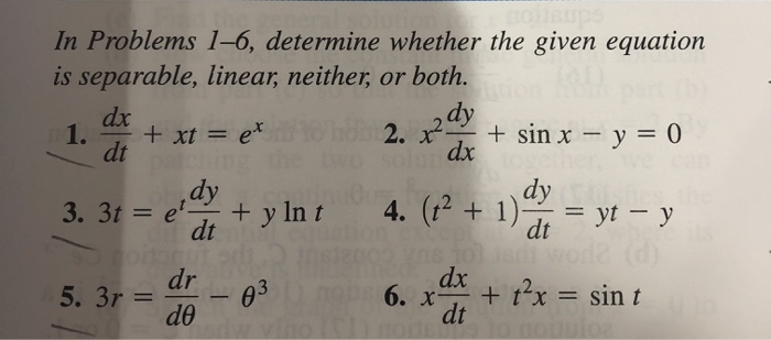 Solved In Problems 1-6, determine whether the given equation | Chegg.com