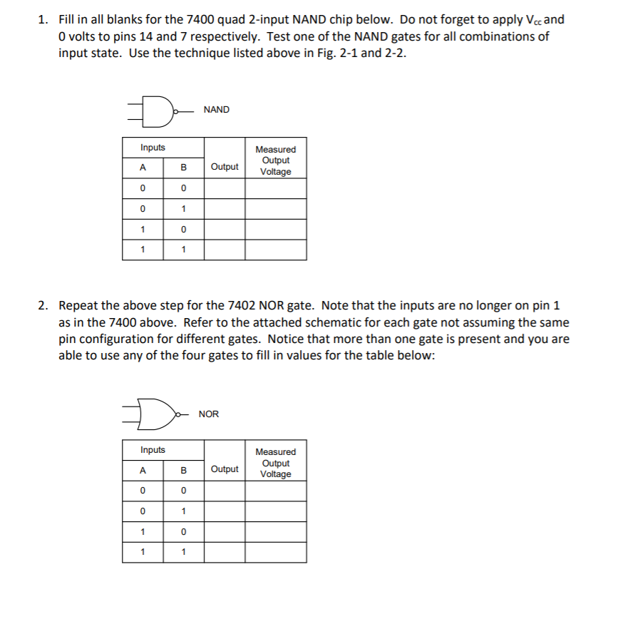 Solved 1. Fill in all blanks for the 7400 quad 2-input NAND | Chegg.com