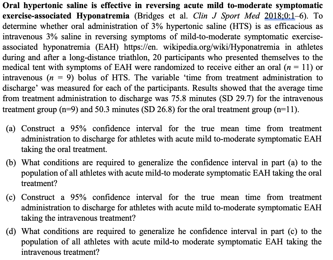 Solved Oral hypertonic saline is effective in reversing | Chegg.com
